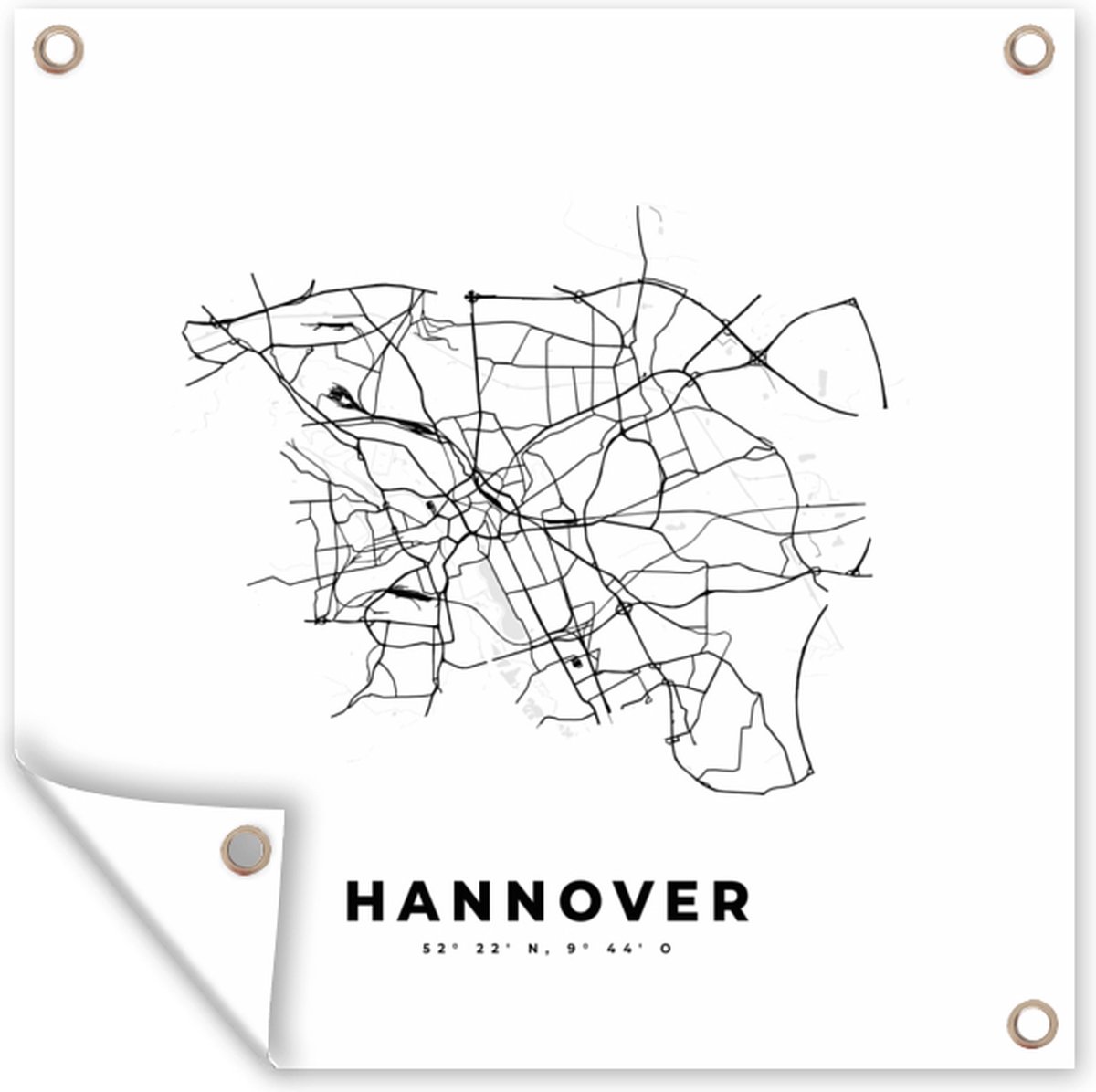 Tuin poster Plattegrond – Hannover – Zwart Wit – Stadskaart - Kaart ...