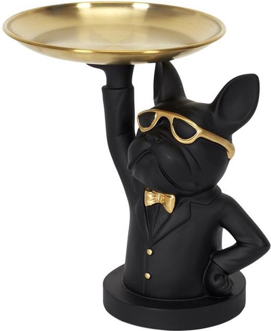 Bulldog Butler l zwart - Bulldog beeld & figuur met schaal ...