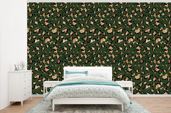 Behang - Fotobehang Panter - Goud - Patronen - Luxe - Breedte 345 cm x ...