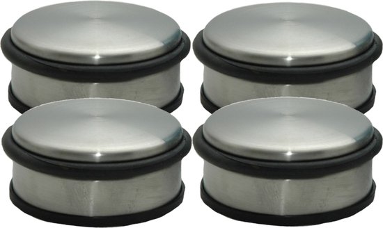 Set van 4x stuks RVS deurstopper rond 11,5 x 6 cm - Deurstop 1,1 kg ...