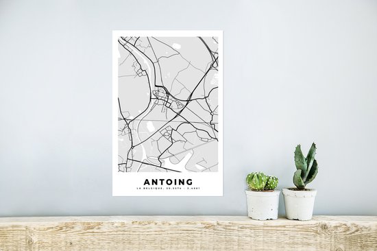 Affiche Zwart Wit - België - Carte - City Map - Map - Antoing - 20x30 ...