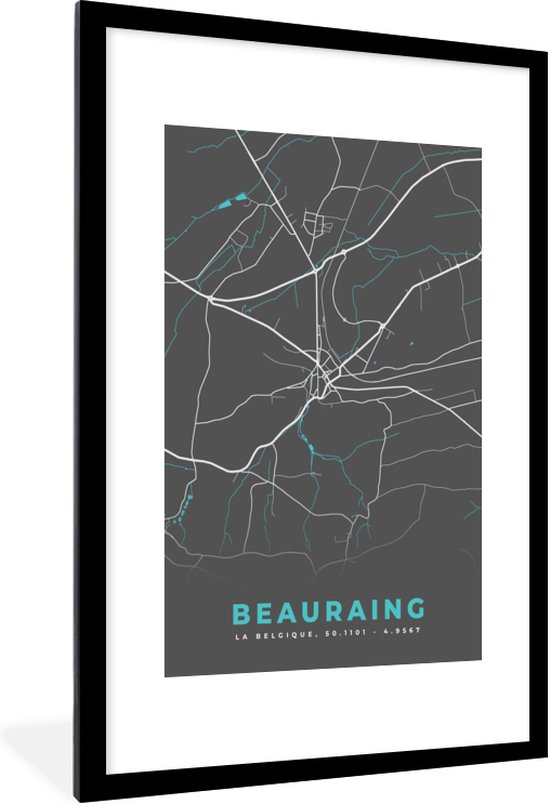 Fotolijst incl. Poster - Kaart – Plattegrond – Stadskaart – Beauraing ...