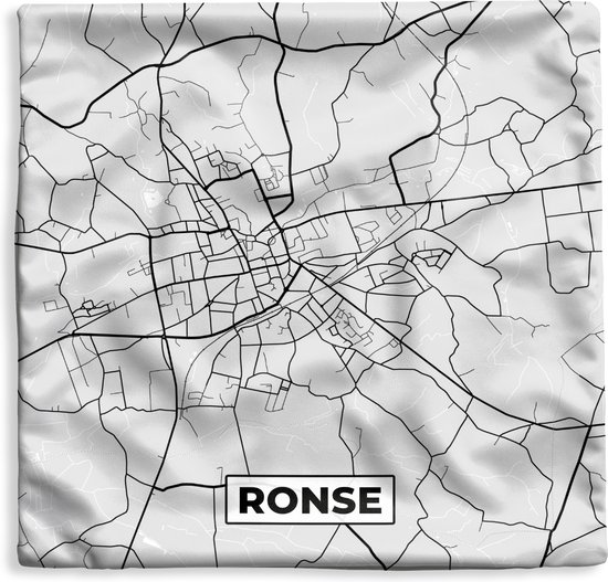 Kussenhoes 60x60 cm - Zwart Wit – België – Plattegrond – Stadskaart ...