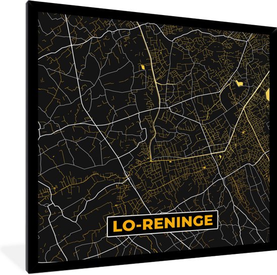 Fotolijst incl. Poster - Stadskaart - Goud - Plattegrond - Lo-Reninge ...