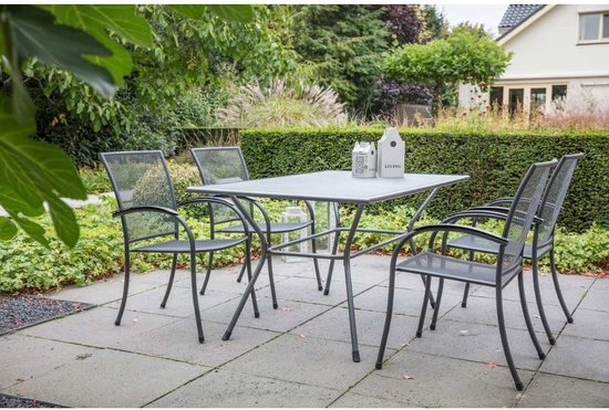 Lesli Living Nordic dining tuinset 5-delig | strekmetaal | 145cm | 4 ...