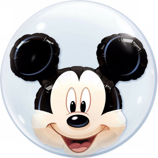Folieballon - Mickey Mouse hoofd - Double bubble - 61cm - Zonder ...