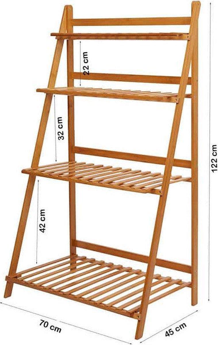 SensaHome Ladderrek / opbergrek van bamboe hout - Houten ladder rek ...