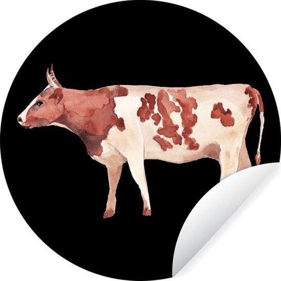 WallCircle - Muurstickers - Behangcirkel - Koe - Dier - Zwart - 100x100 cm -... | bol