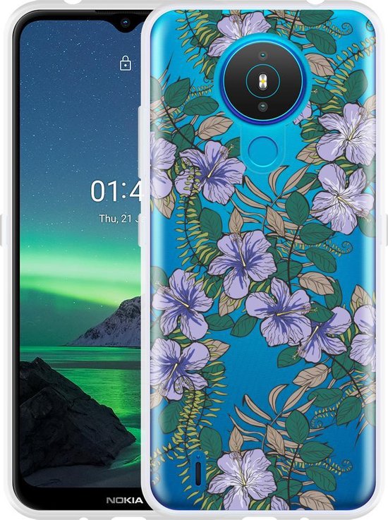 Nokia 1.4 Hoesje Purple Flowers - Designed by Cazy | bol