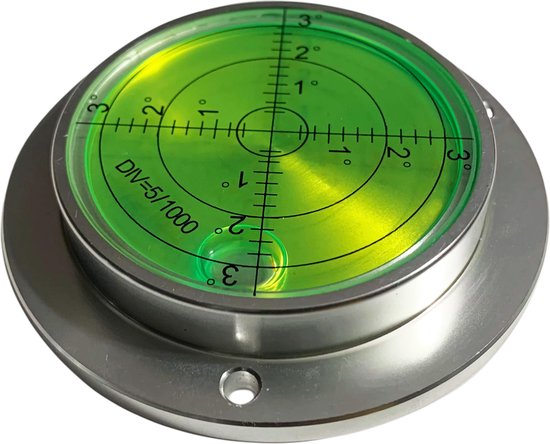 Grote ronde waterpas in aluminium behuizing (80x62x15 mm, zilver) | bol