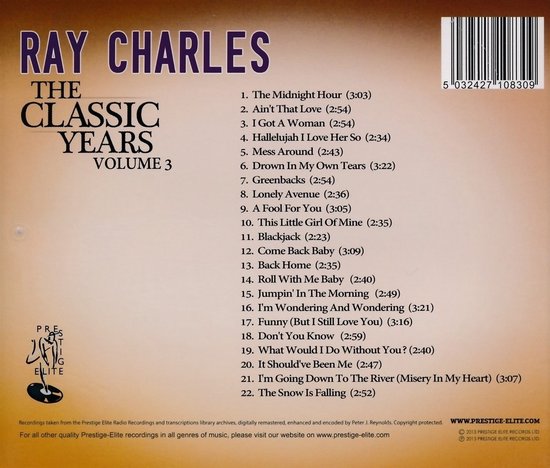 Ray Charles - Classic Years Volume 3 (CD), Ray Charles | CD (album ...