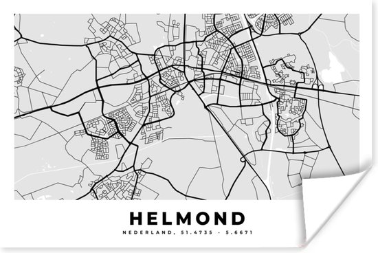 Poster Kaart - Helmond - Nederland - 90x60 cm | bol