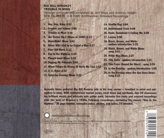 Big Bill Broonzy - Trouble In Mind (CD), Big Bill Broonzy | CD (album) | Muziek | bol.com