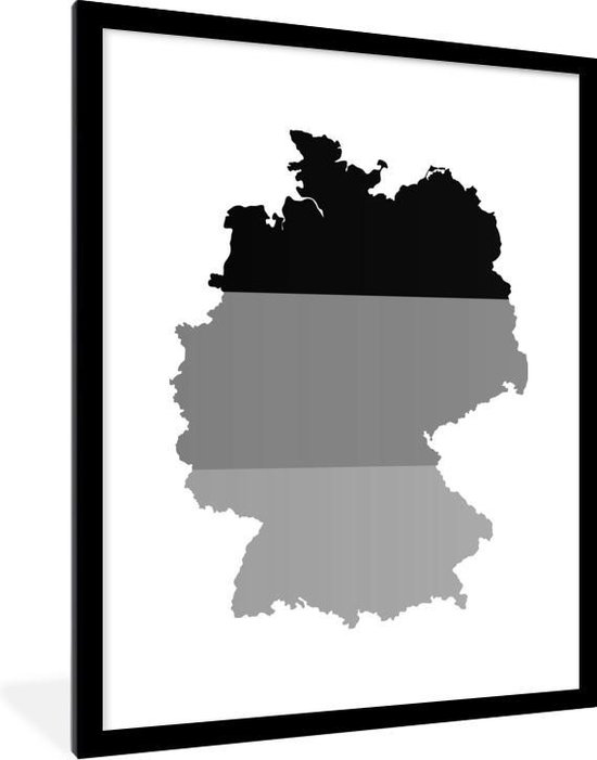 Poster Zwart Wit - Kaart van Duitsland met de Duitse vlag - zwart wit ...
