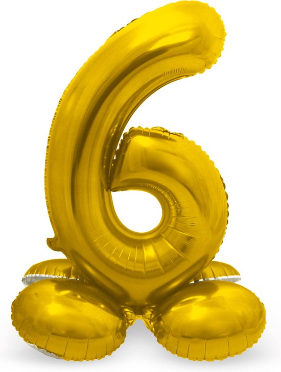 Cijfer Ballon 6 staand goud | 72 cm | bol.com