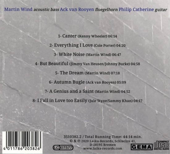 Martin Wind, Philip Catherine, Ack Van Rooyen - White Noise (CD ...