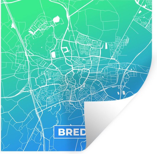 Muurstickers - Sticker Folie - Stadskaart - Breda - Nederland - Blauw ...