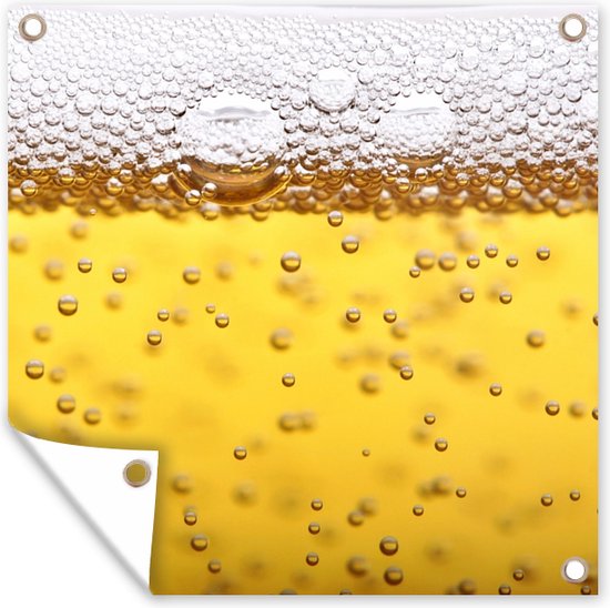 Tuin poster Bierbubbels in glas met bier - 200x200 cm - Tuindoek ...
