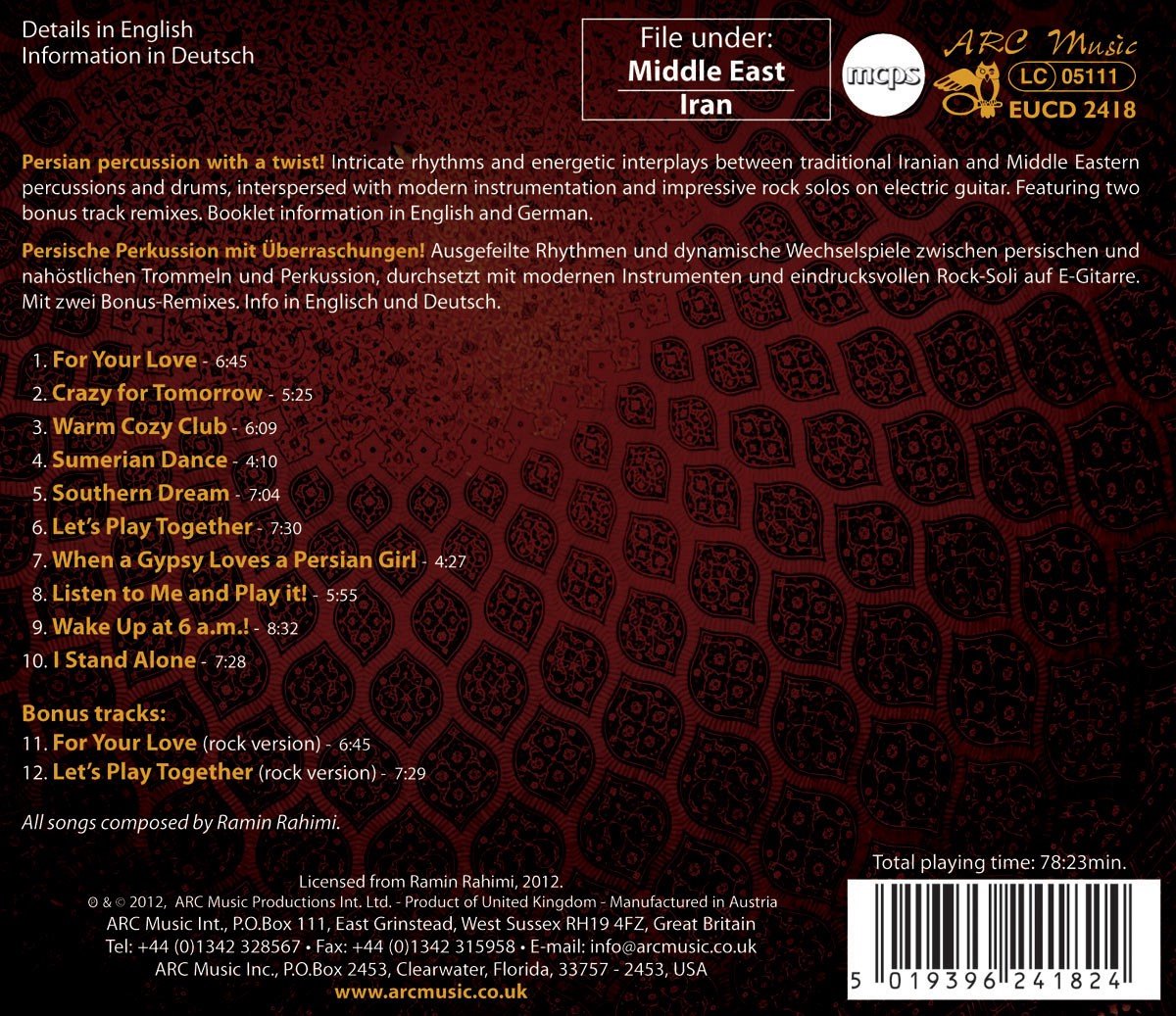 Ramin Rahimi - Persian Percussion Electrified - Sumerian Dance (CD ...