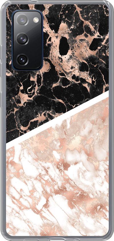 Telefoonhoesje Geschikt voor Samsung Galaxy S20 FE hoesje - Marmer print - Roze - Wit... | bol