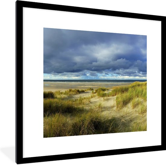 Fotolijst incl. Poster - Noordzee - Vlieland - Duinen - 40x40 cm - Posterlijst | bol