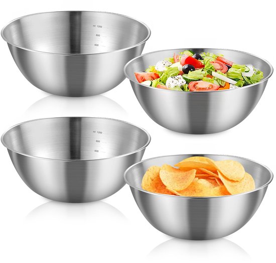 Stainless Steel Chicken Tub, 4 Pieces Salad Bowls, 1200 ml, Chicken ...