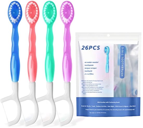 26pcs Mini Travel Toothbrushes, 5-in-1 Toothbrush & Floss, Toothbrushes ...