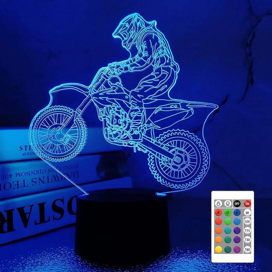 Daity Off-road motorfiets cadeau, off-road motorfiets 3D nachtlampje ...