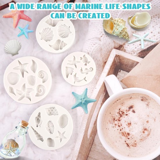 4pcs Marine Theme Silicone Fondant Mold - Onderzeese - Schelp ...