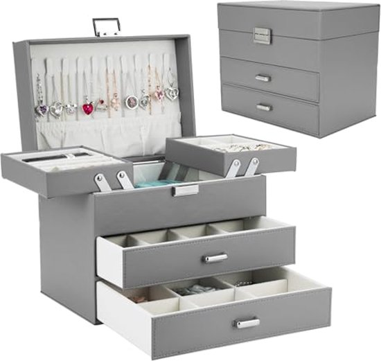 Sieraden Organizer Box met 4 Lagen - Ideale Opbergdoos voor Oorbellen ...