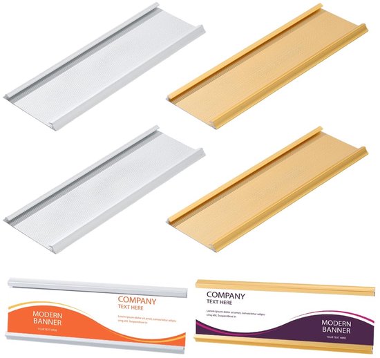 6 Sets Aluminum Desk Name Plate Holder, 18x6cm Office Door Name Plate ...