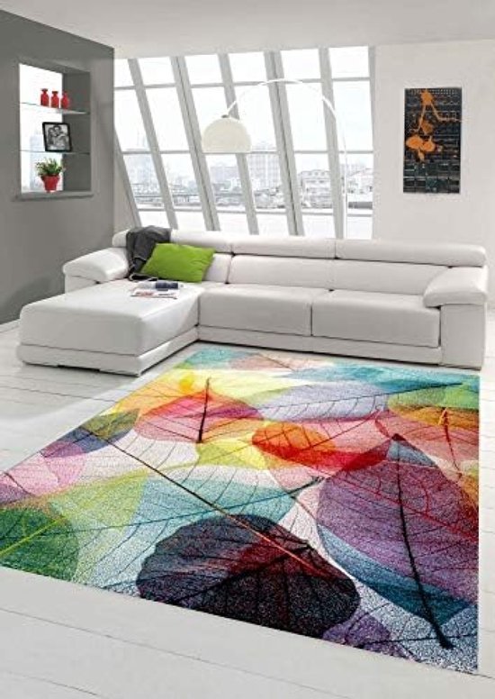Moderne woonkamer tapijt met gebladerte design - 160x230 cm - Kleurrijk ...