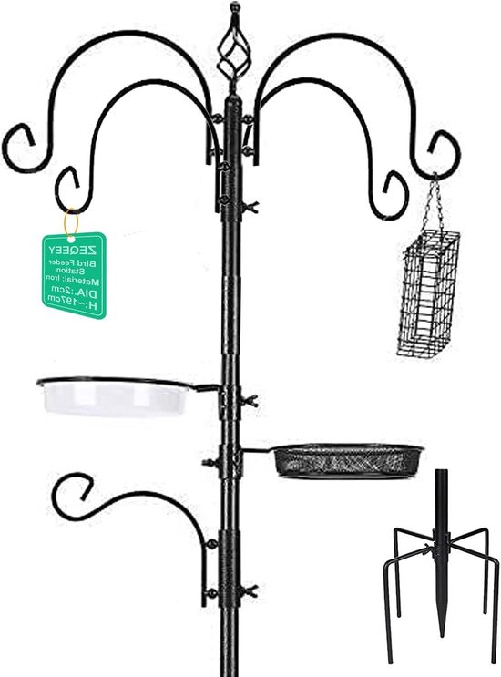 Metalen Vogel Voederstation met Hangende Zaad Lade voor Wilde Vogels ...