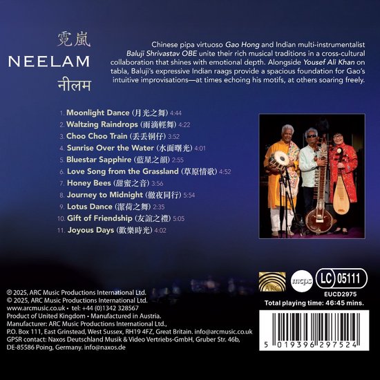 Gao Hong & Baluji Shrivastav Obe - Neelam: Chinese Pipa & Indian Sitar ...