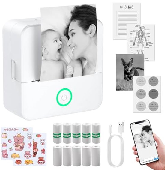 Draagbare Mini Bluetooth Thermische Printer voor Mobiele Telefoons ...