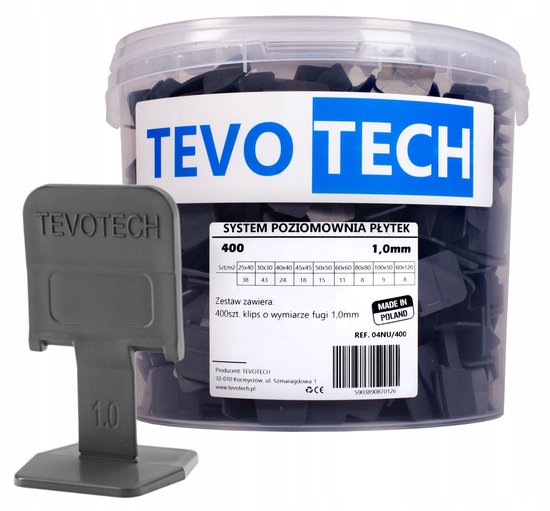 Tevotech Tegel Leveling Clips UNO 400 stuks - 1mm voeg | bol