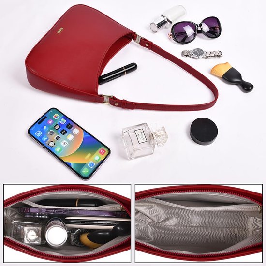 Vintage koeienhuid onderarm tas in rood | bol