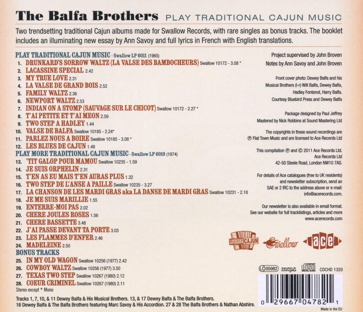 Play Traditional Cajun Music, BALFA BROTHERS | CD (album) | Muziek ...