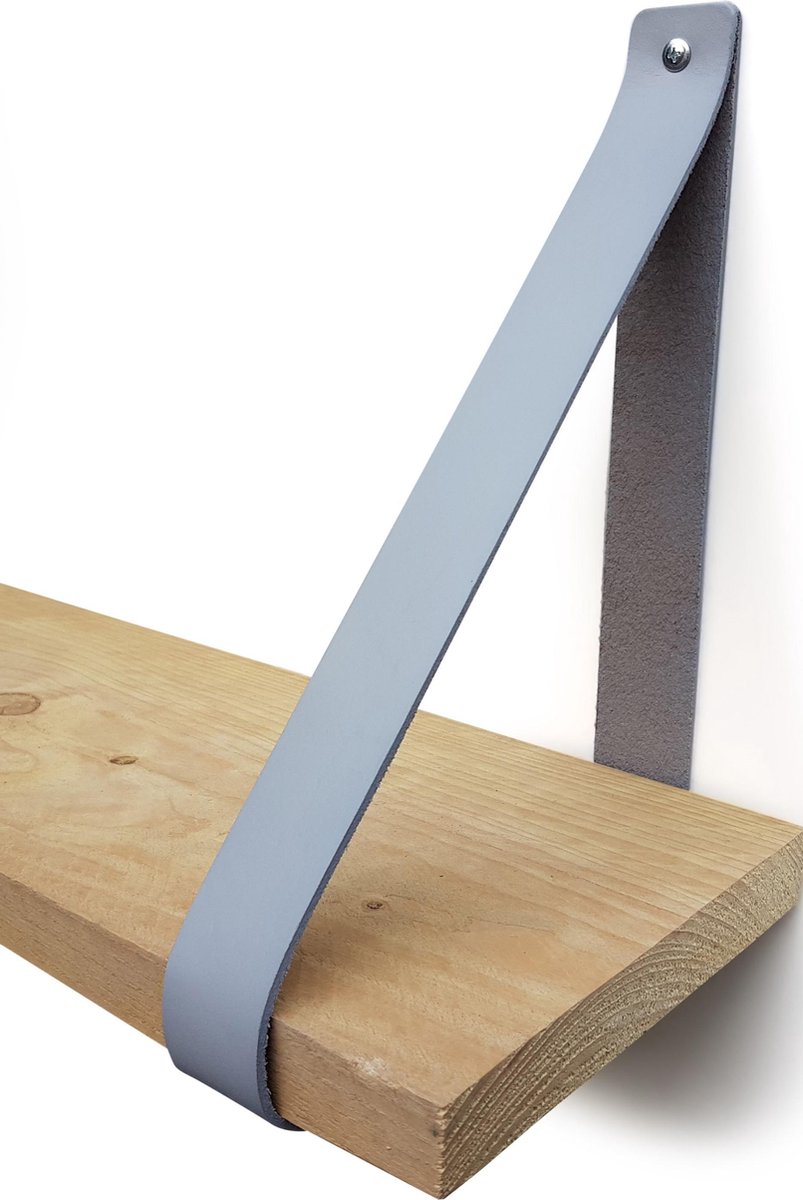 Leren plankdragers - Licht Grijs - 4 stuks - Echt leer - Grijze ...