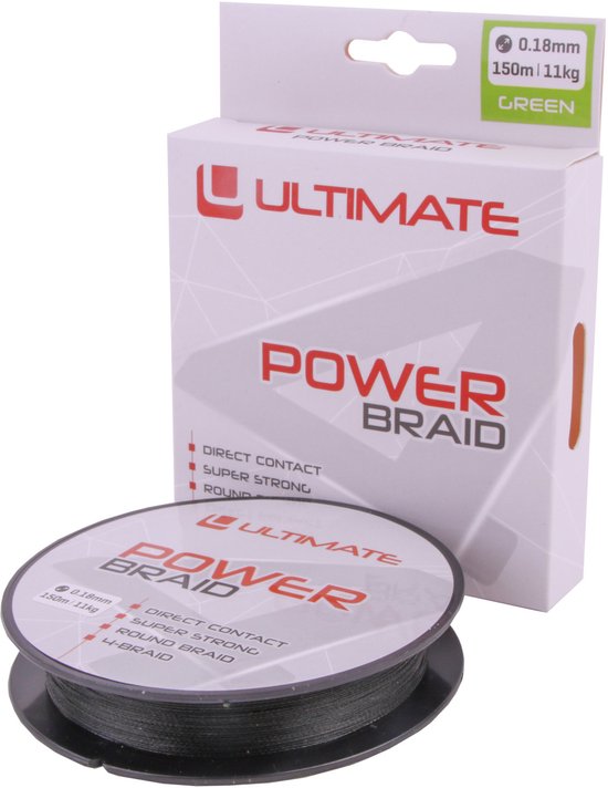 Ultimate Power Braid 0.18mm 11kg 150m Green | Gevlochten lijn | bol