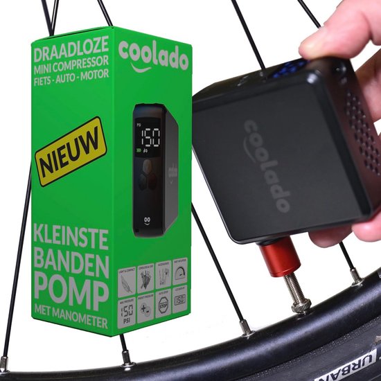 Draadloze Mini Compressor met Manometer - Compacte Bandenpomp voor ...