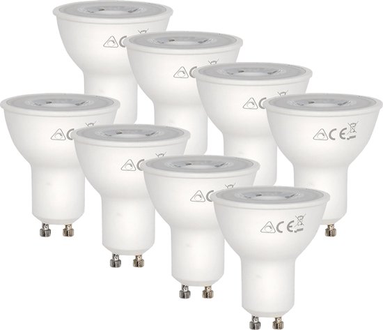 Set van 8 GU10 dimbare LED lampen 5W, 2700K | bol