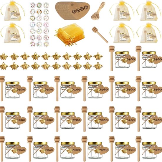 Zeshoekige Mini Glazen Honingpotten Set van 20 Glazen Honing Containers ...