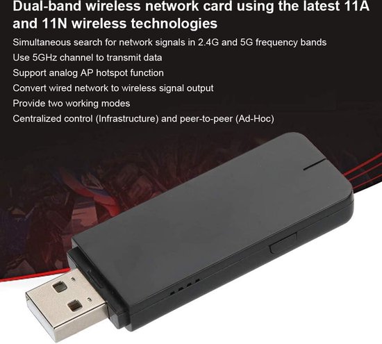 2.4G / 5G USB WiFi-adapter dongle voor tv, laptop, tablet en mobiele ...
