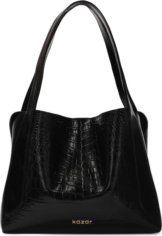 Black embossed leather handbag | bol