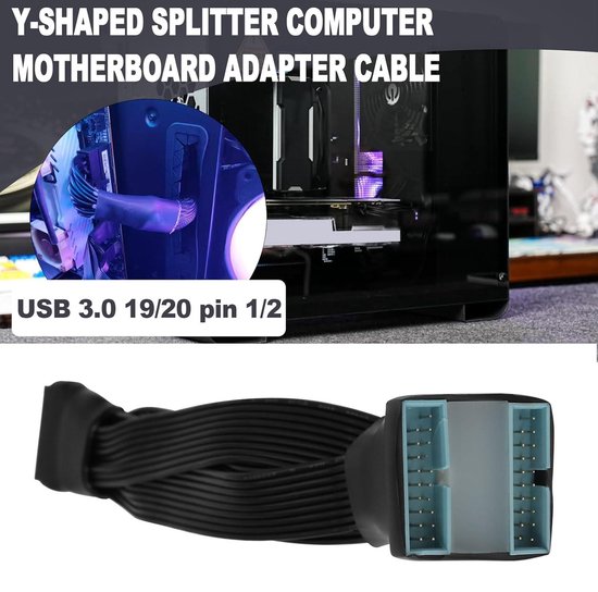 Header Splitter Verlengkabel USB 3.0 5Gbps 19/20 Pin 1 tot 2 Y Vorm ...