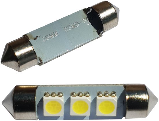 Auto LEDlamp 2 stuks | LED festoon 39mm | 3-SMD daglichtwit 6000K | 12 Volt | bol