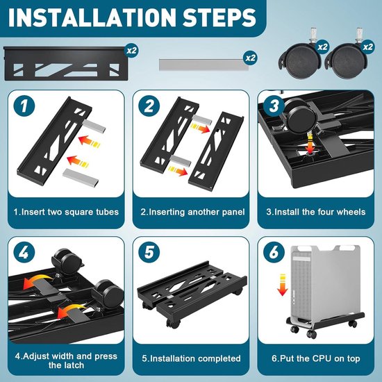 PC-standaard met wieltjes - CPU-standaard onder bureau voor gamers ...