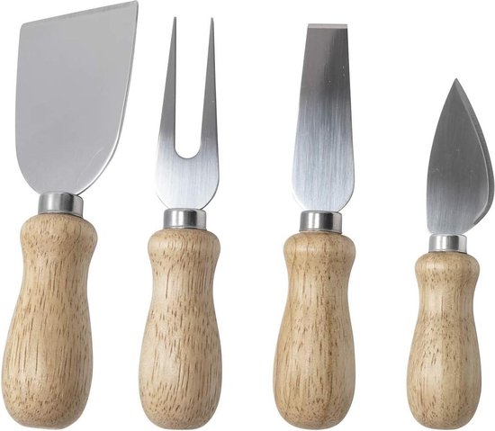 Kaasmes set - 4-delige set - ideaal voor kaasliefhebbers - hout en ...