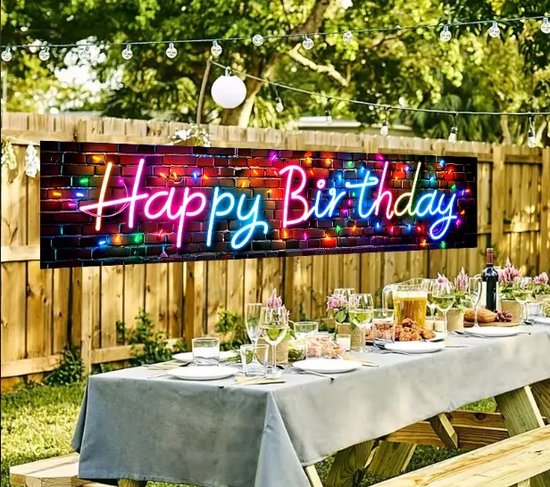 Banner Happy Birthday Neon - party - Feest- | bol
